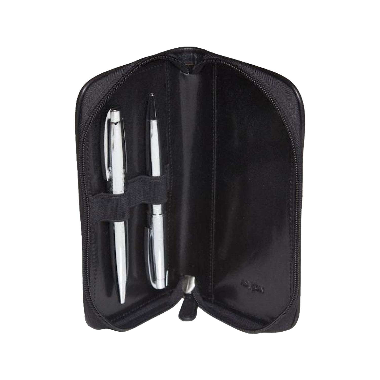 Aston Leather Zippered 2 slot pen case