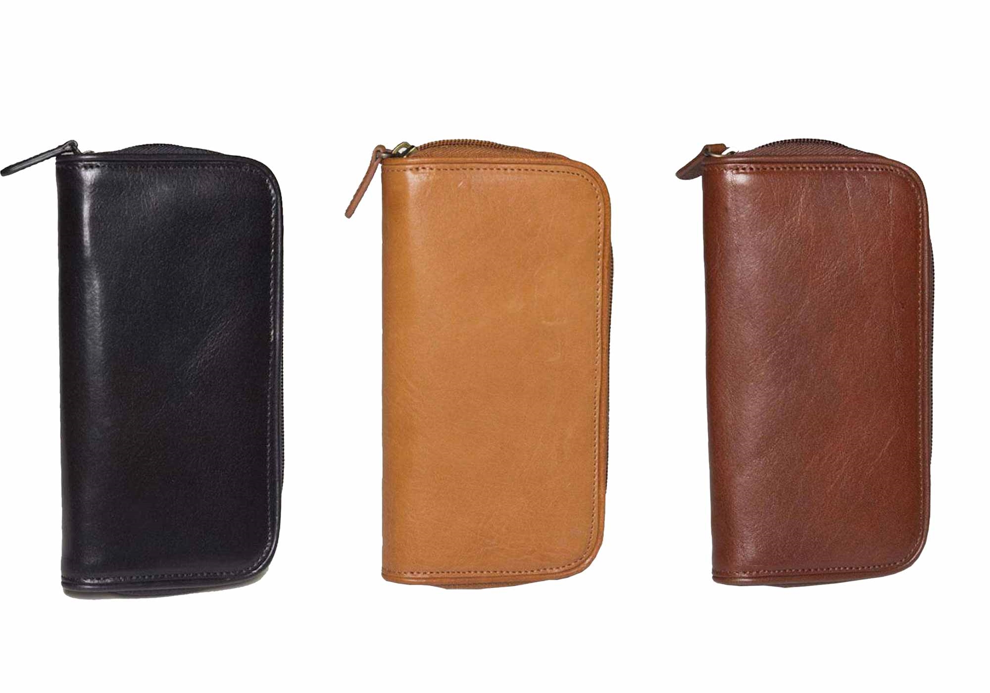 Aston Leather Zippered 2 slot pen case