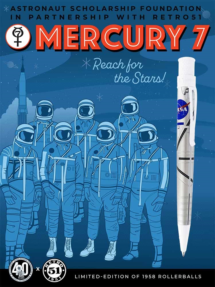 Retro 51 NASA Anniversary Space Flight Mercury 7 Ballpoint/Rollerball Pen
