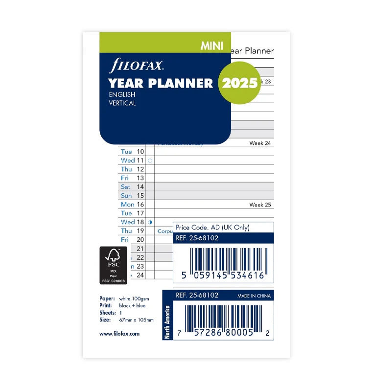 Filofax Mini Vertical Planner 2025