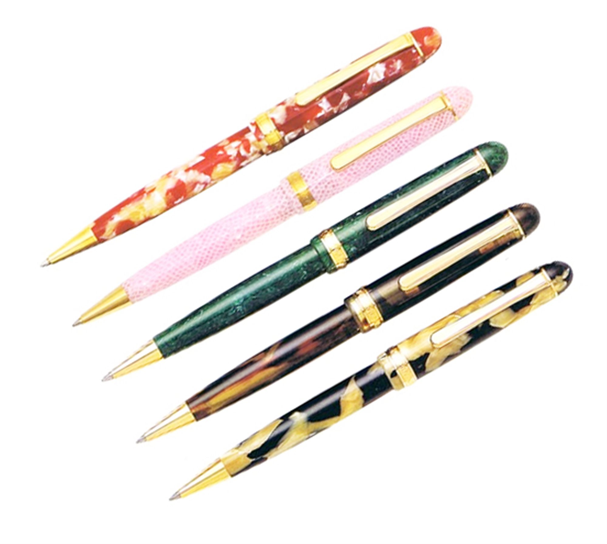 Platinum Celluloid Ballpoint Pen With Gold Trim