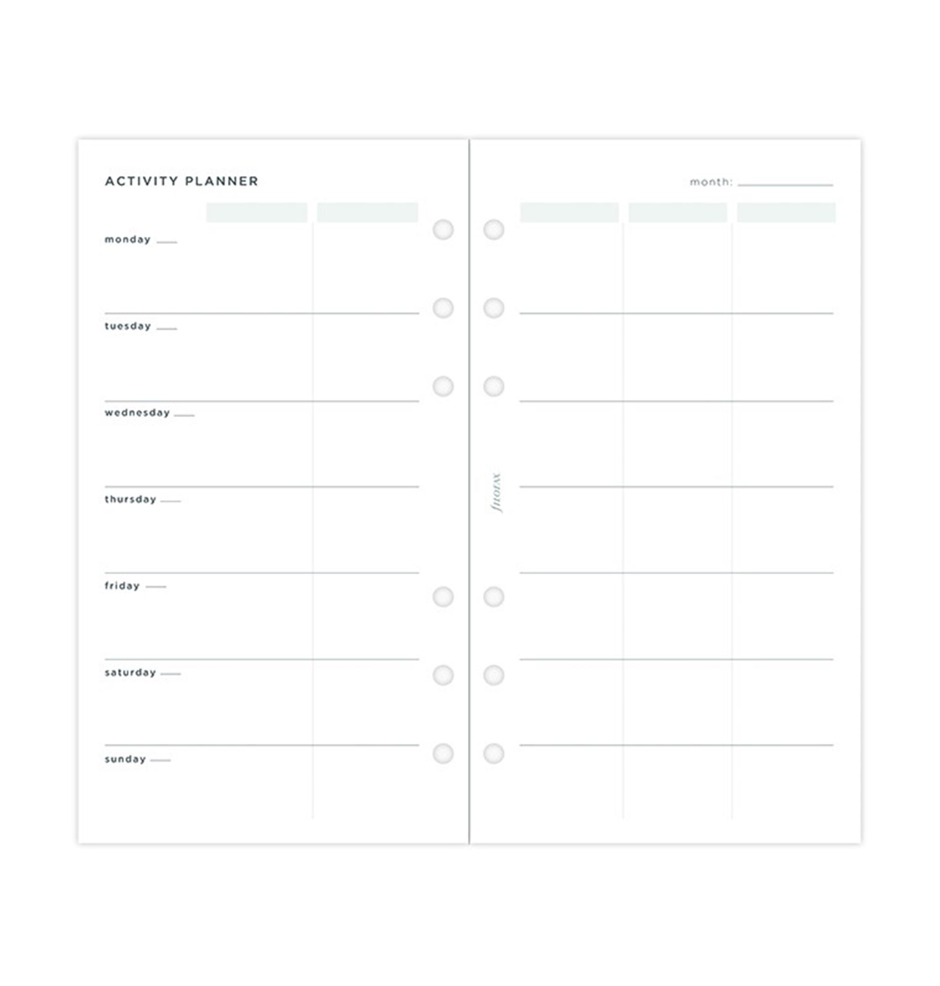 Filofax Personal Activity Planner Sheets