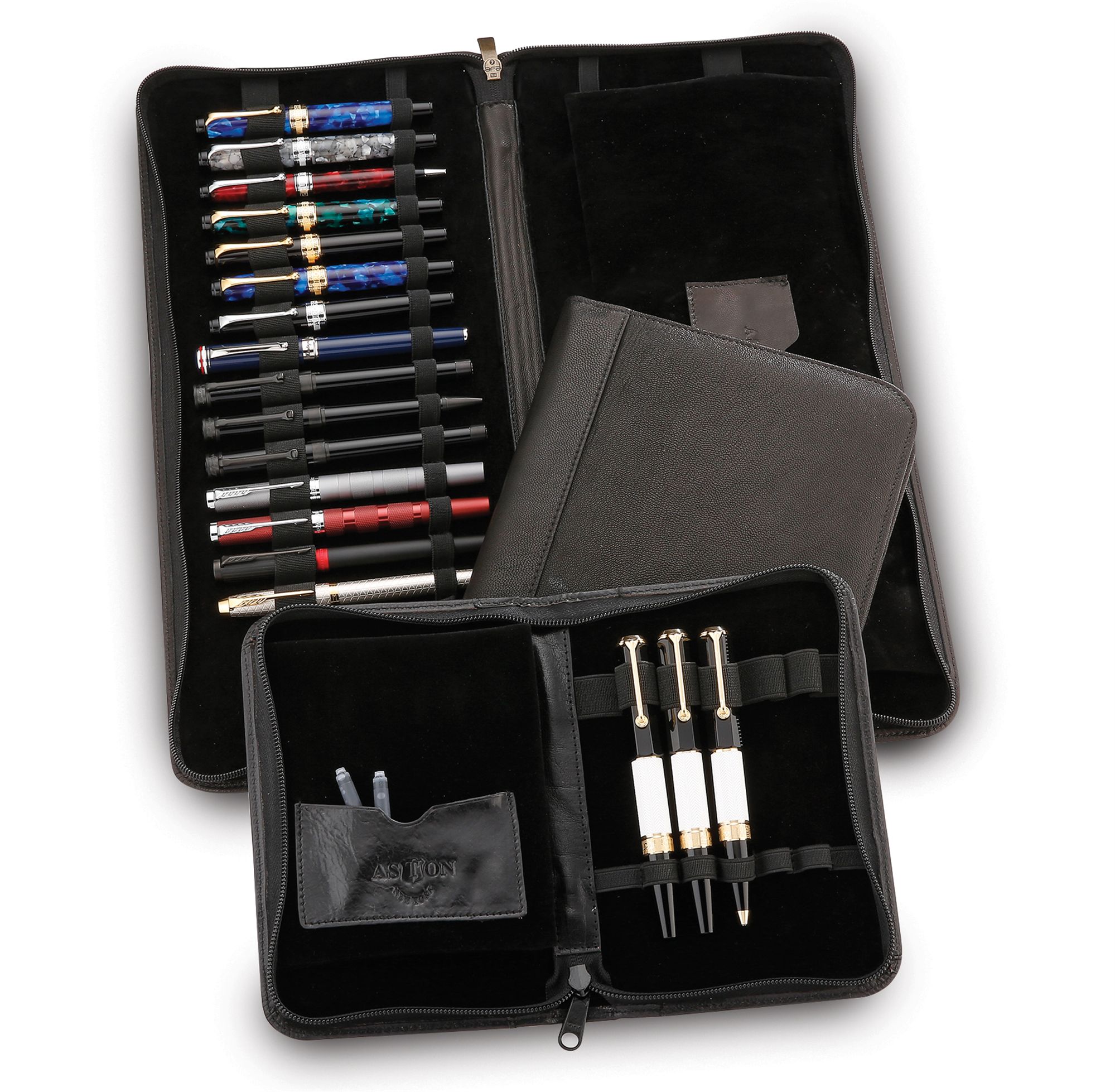 Aston Leather Zippered 40 Pen Case