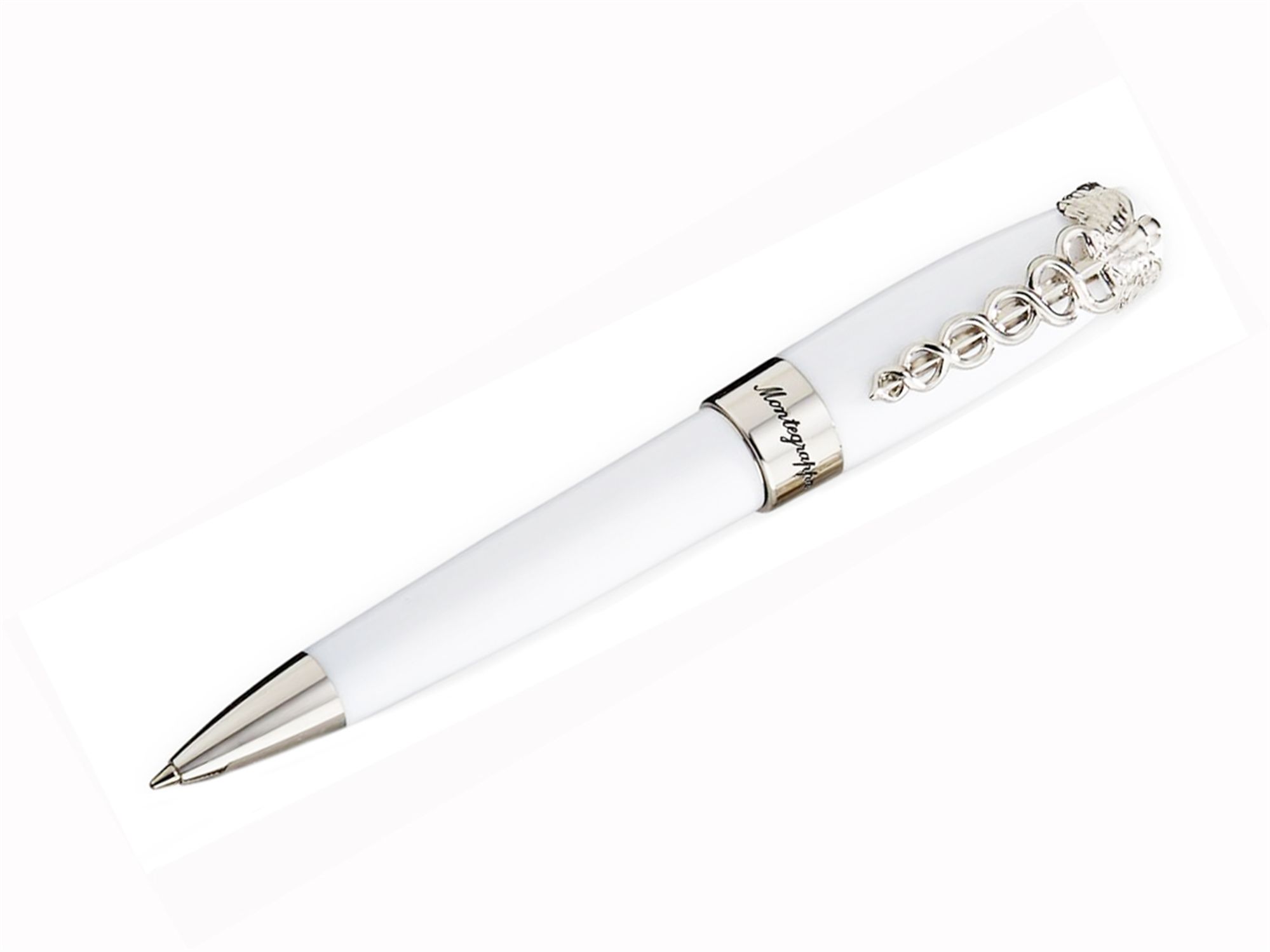Montegrappa Fortuna White Caduceus Ballpoint Pen (ENGRAVED)
