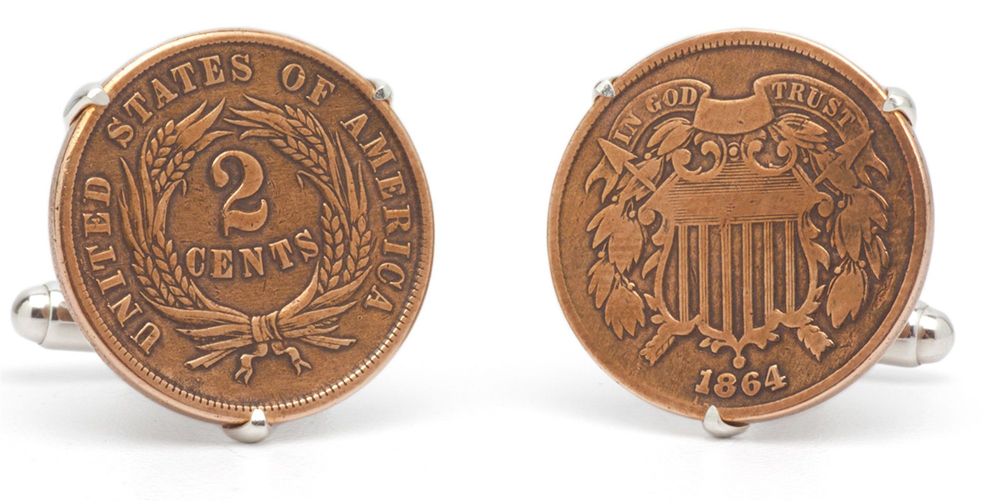 Tokens and Icons Civil War 2-Cent Coin Cufflinks