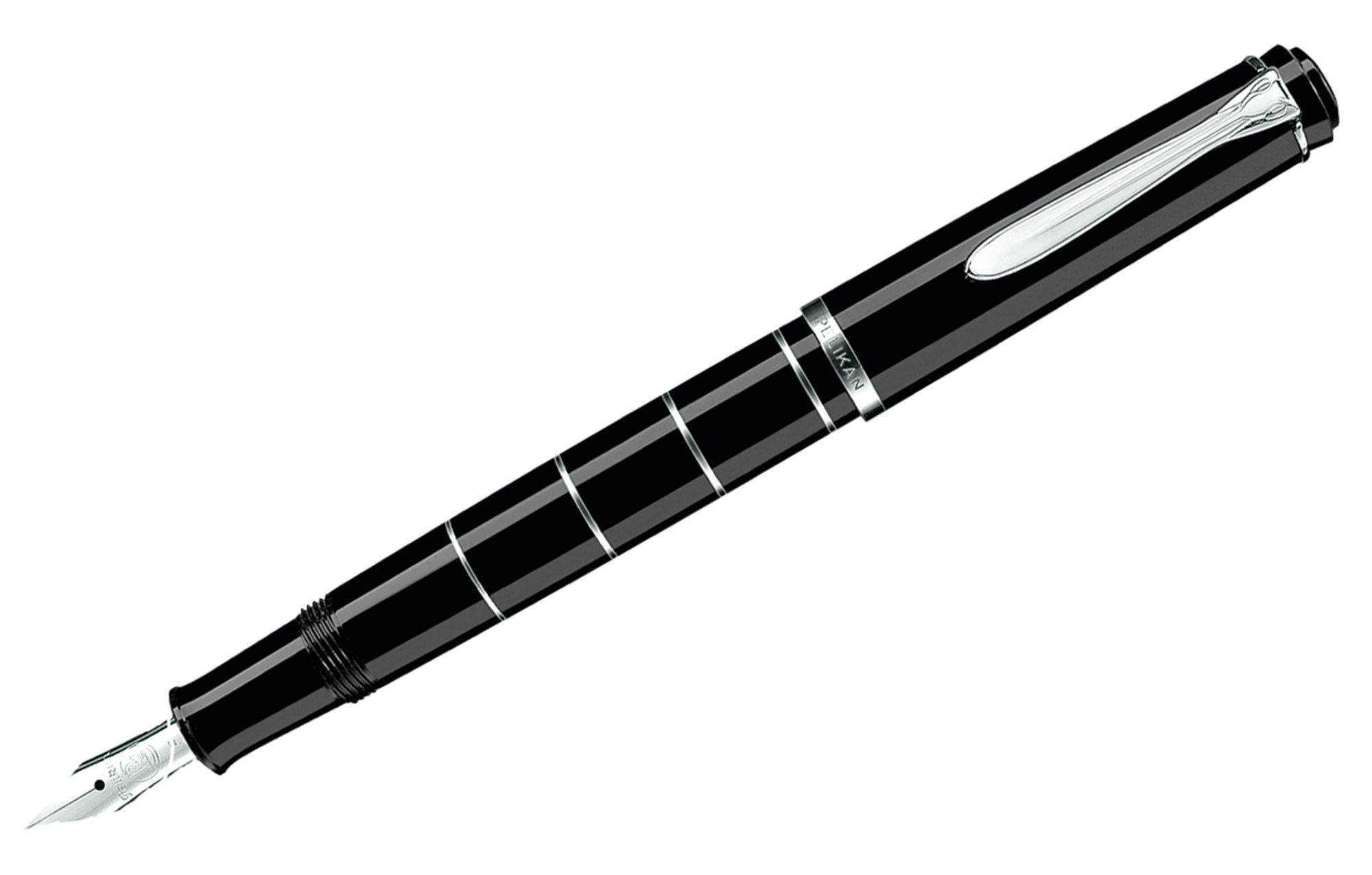 Pelikan Classic M215 Black Silver Rings Fountain Pen