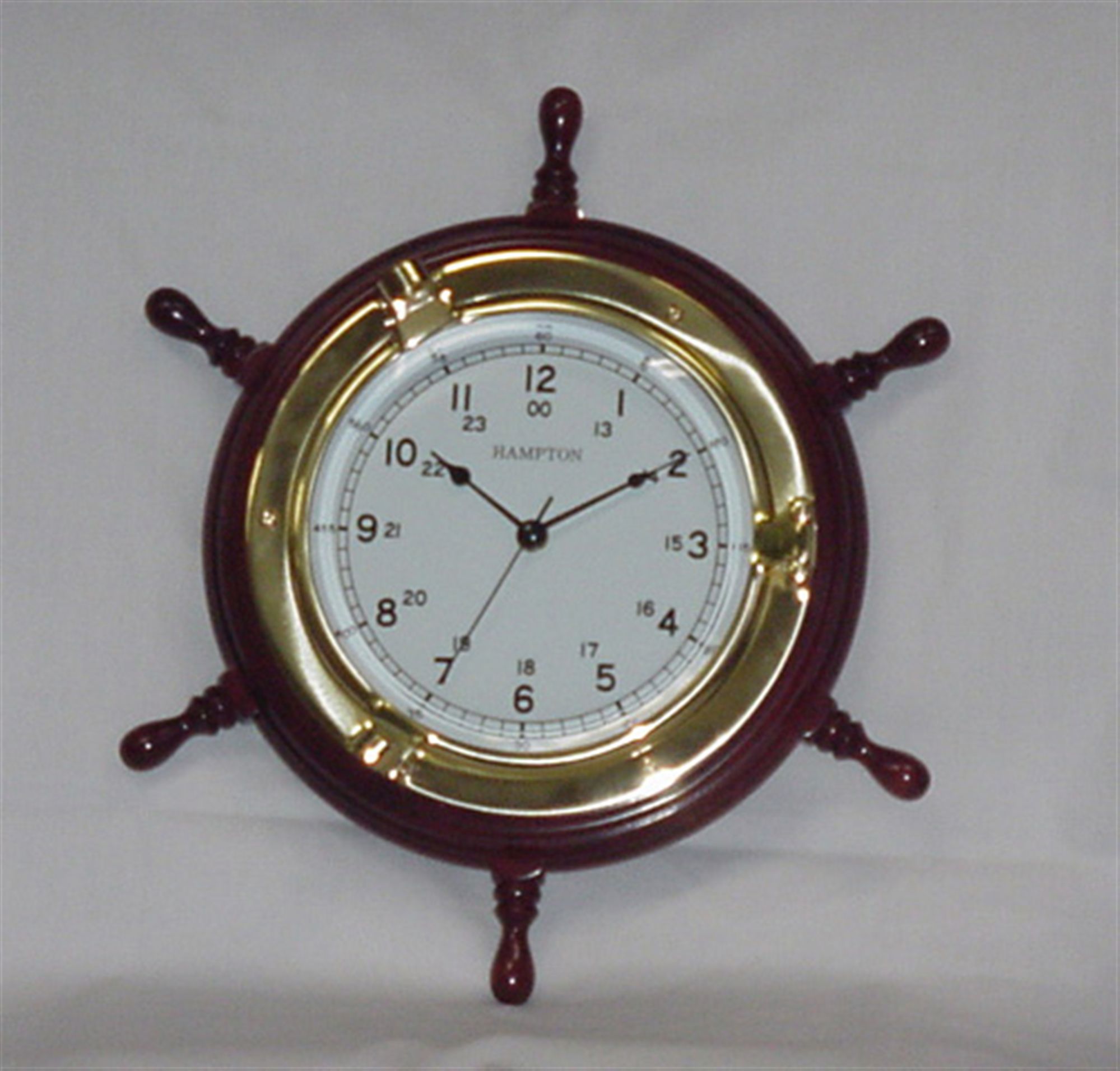Hampton Haddon Mahogany Ship's Wheel Wall Clock