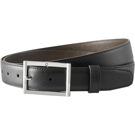 Montblanc Rectangular Pin Buckle Reversible Leather Belt - Black/Tobacco