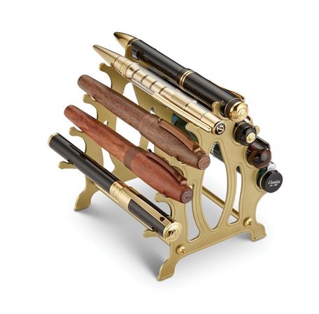 Fahrney's Exclusive Victorian Vertical 8-Slot Brass Pen Stand