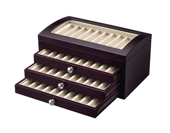 Laban 40 SIot Pen Box Black Piano Finish with Glass Top