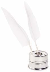 Goose Quills With Pewter Ink Stand