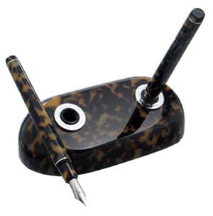 Retro 51 SCRIPTMASTER TORTOISE FOUNTAIN PEN and ROLLERBALL DESK BASE